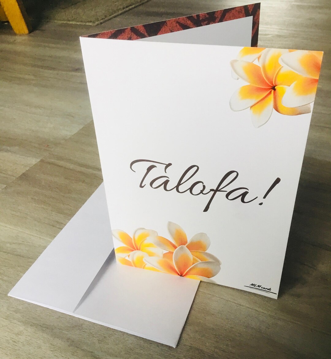SAMOAN GREETING CARD Talofa! Plumeria Front Samoan Design on Back ...