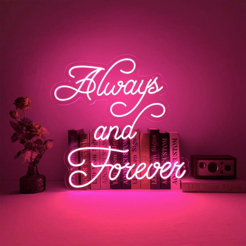 Always and Forever Neon Sign for Wedding Backdrop, Personalized LED ...