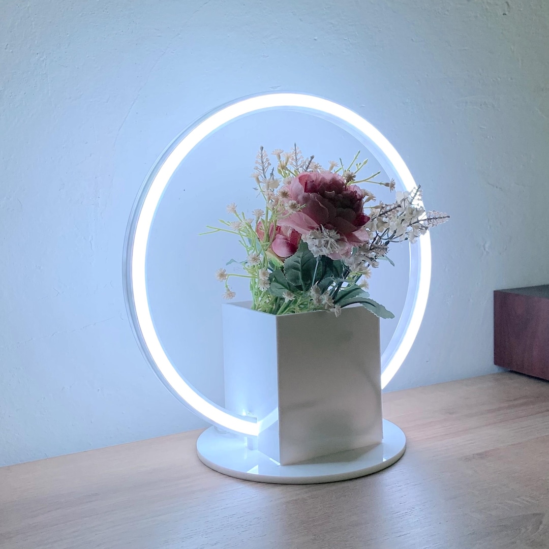 Custom LED Neon Ring Centerpiece With Vase, AA Battery Powered or Plug ...