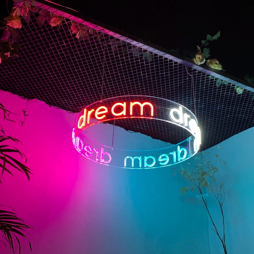 Custom Neon Ceiling Chandelier, Round Floating LED Hanging Light ...