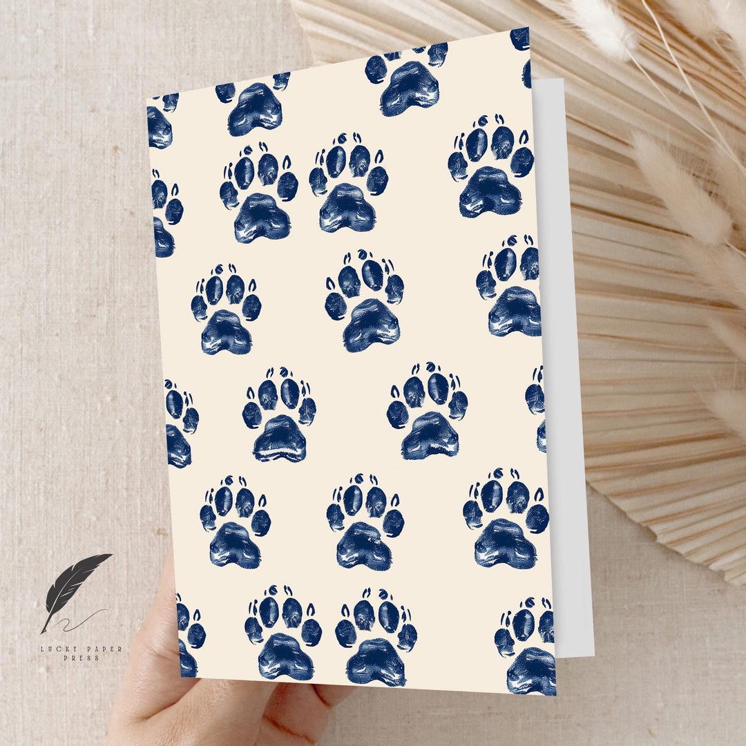 Dog Paw Print Card | Cute Dog Greeting Card | Customize Message or ...