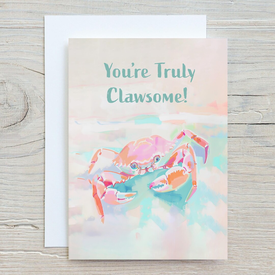 Beach Crab Thank You Card | Your Truly Clawsome | Adorable Sea Life ...