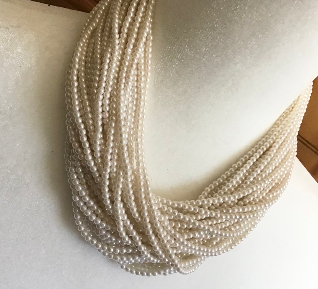 Pearl Necklace Draping Pearl Necklace Cream Pearl 32 Strand - Etsy