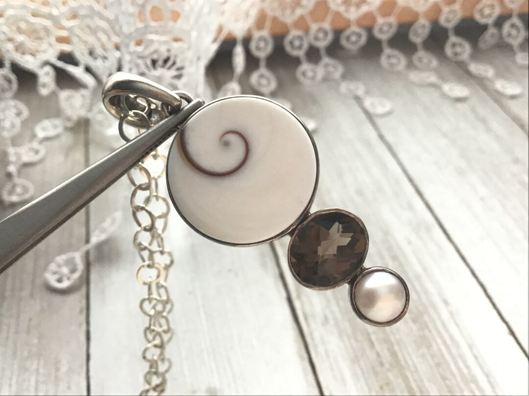 Shiva Shell Smoky Quartz Sterling Silver Necklace, Shiva Shell Sterling ...