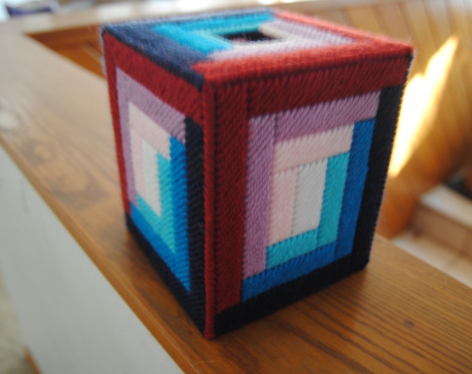 Plastic Canvas Tissue Box Cover Boutique Size Log Design - Etsy