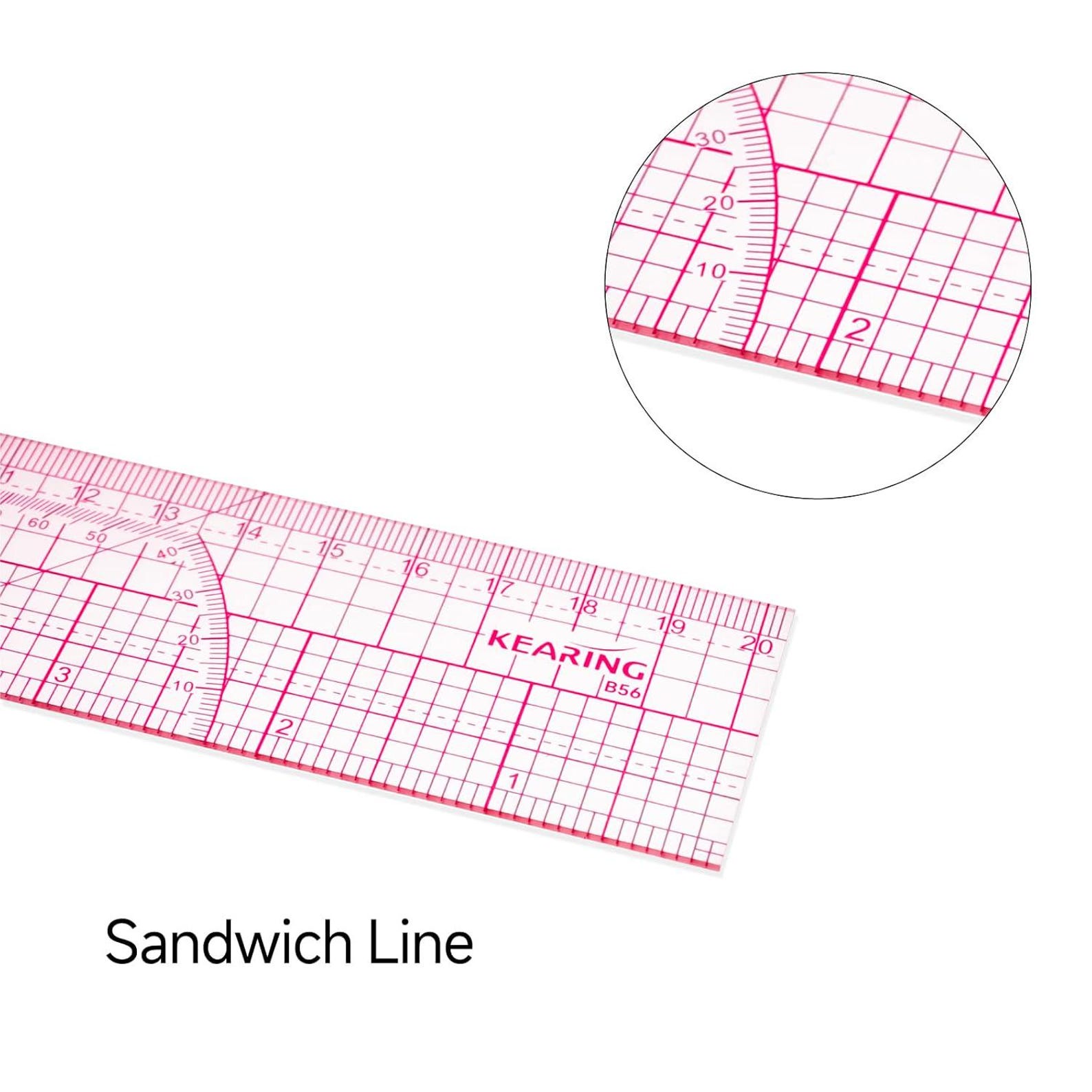 Kearing® Clear Pattern Grading Ruler, Dual Scale Sewing Graph Ruler for ...