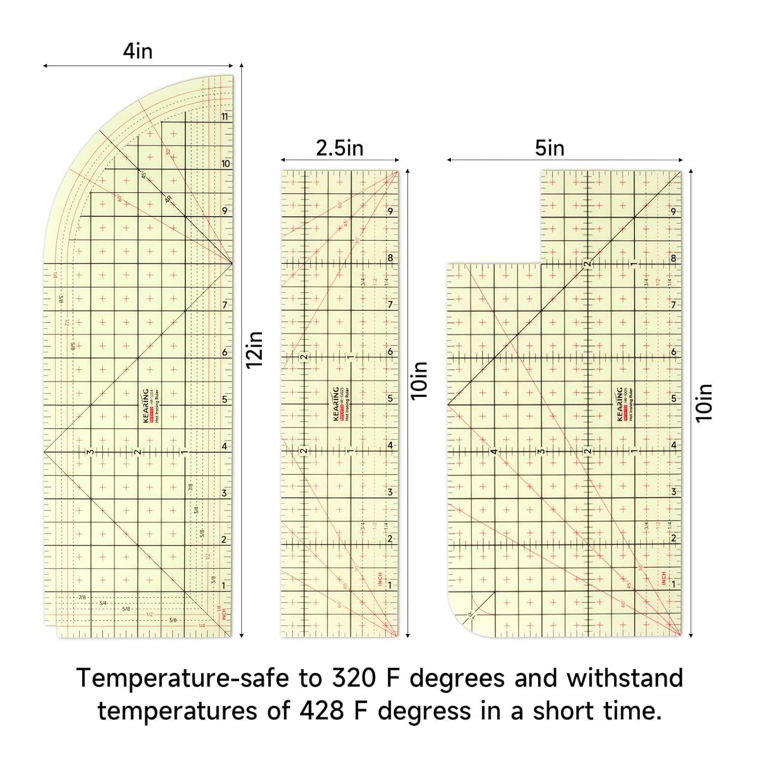 Kearing Hot Hem Ruler Set for Sewing, Heat Resistant Non-slip Hot ...