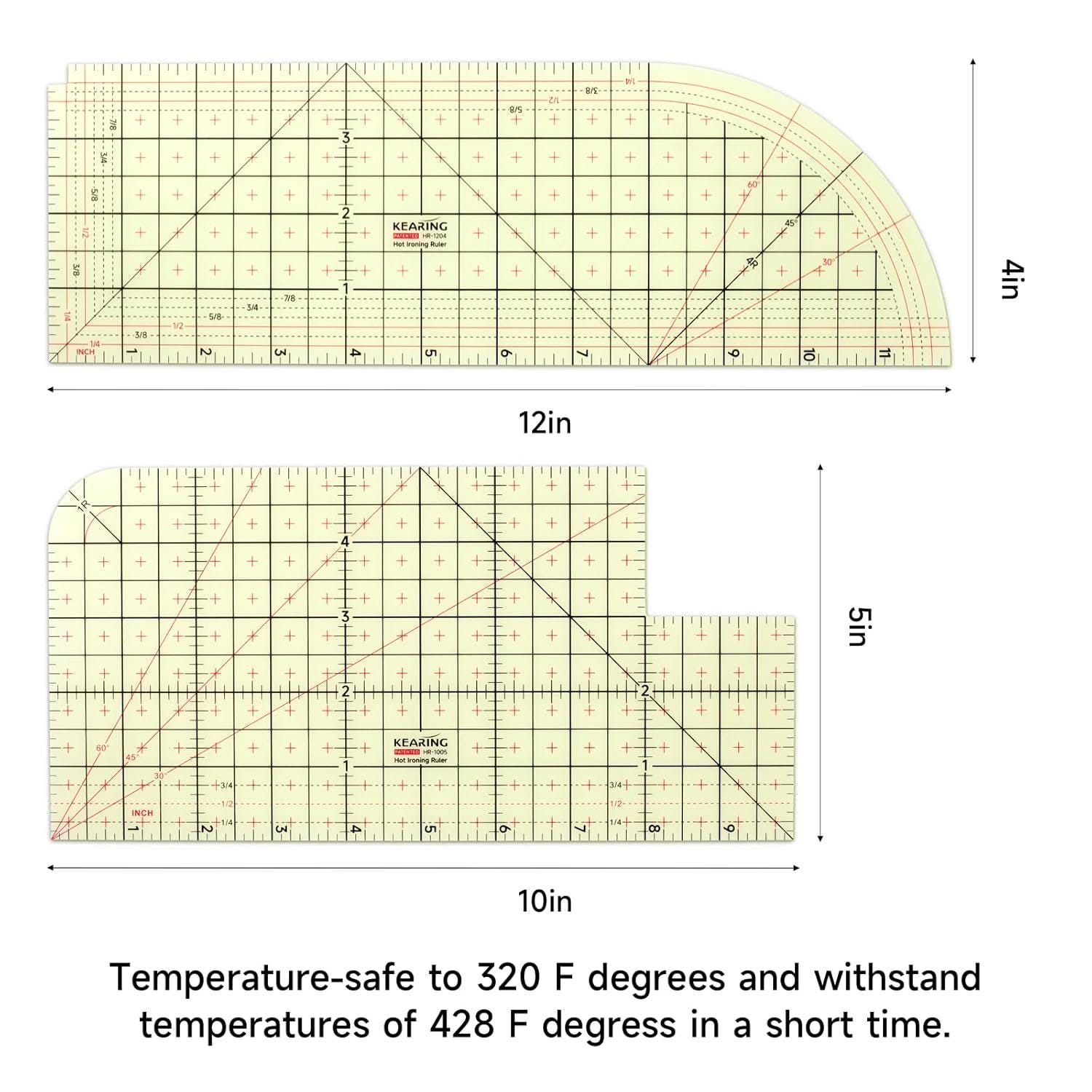 Kearing Hot Hem Ruler Set for Sewing, Heat Resistant Non-slip Hot ...