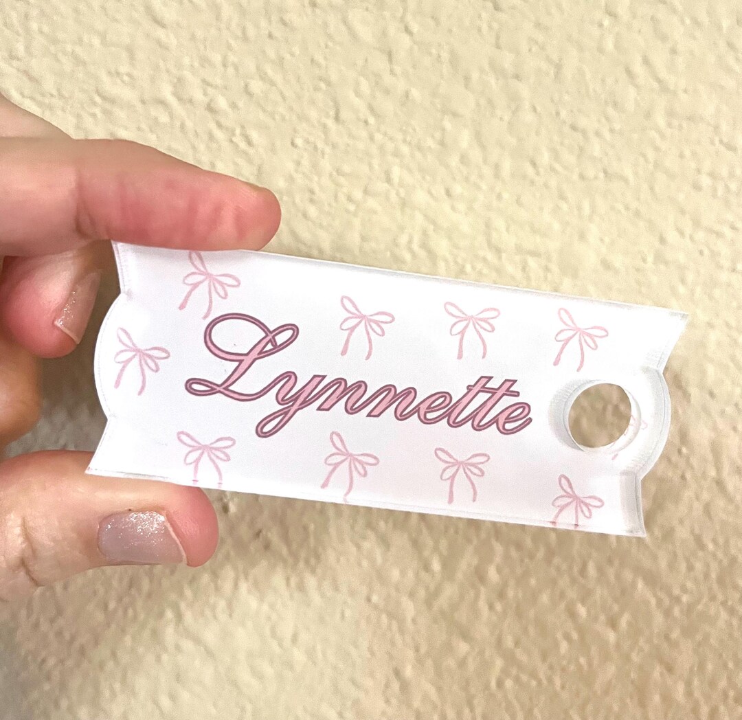 Pink Bow Name Plate, 40oz or 30oz Tumbler Plate, Girly Bow Name Tag, H2 ...