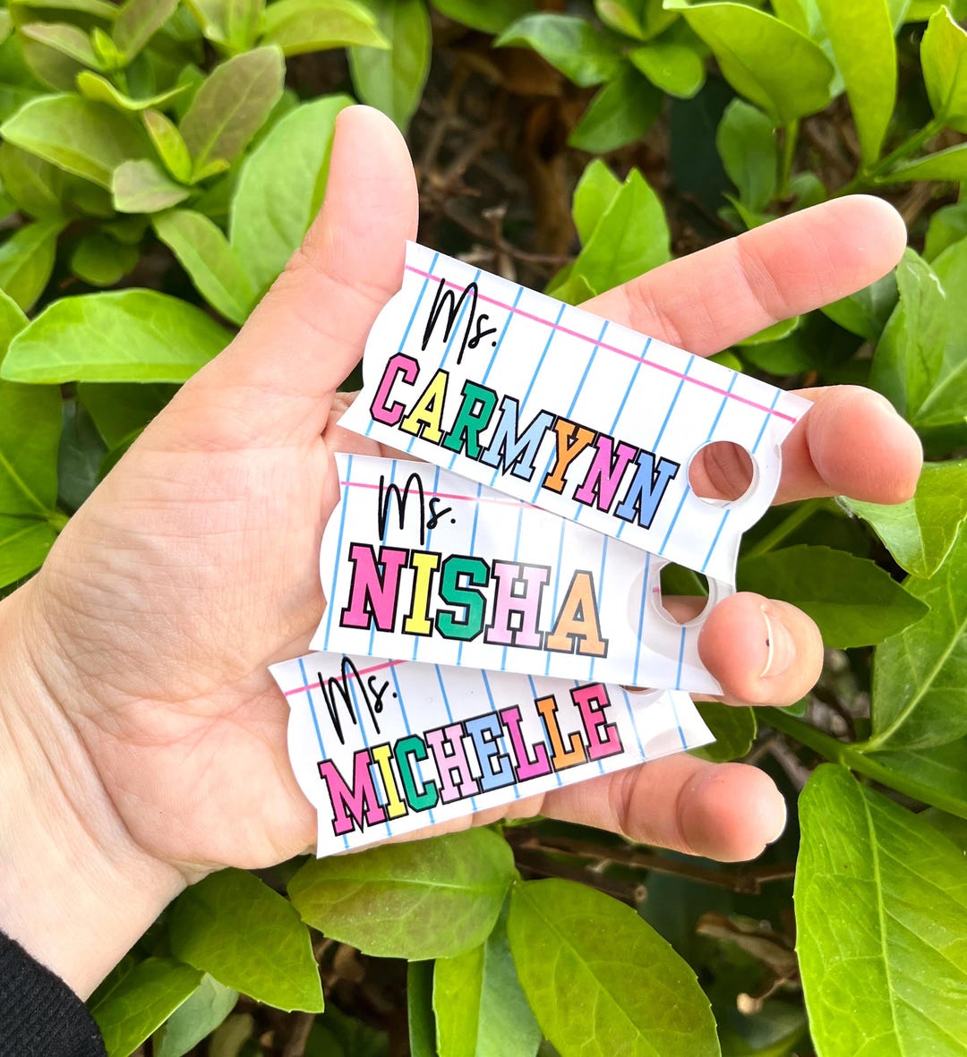 Personalized Teacher Stanley Name Plate, Rainbow Notebook Design Topper ...