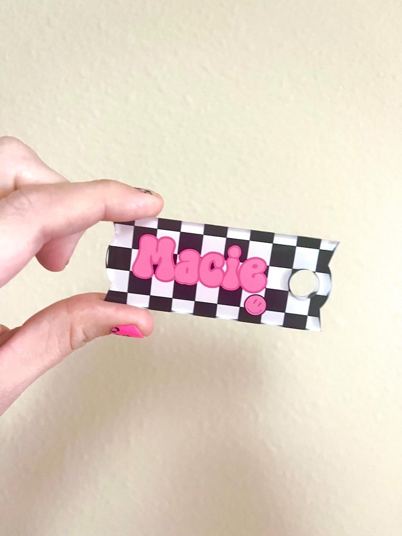 Checkered Stanley Name Plate, Custom Tumbler Name Plate, Personalized ...