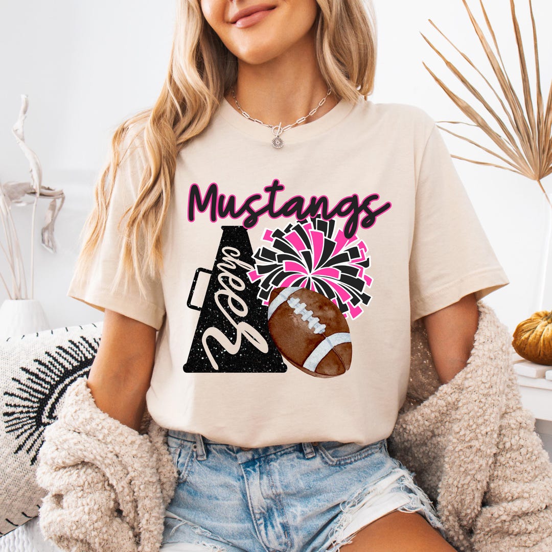 Mustangs Cheer PNG: Glitter Megaphone, Pom-poms (digital Download) - Etsy