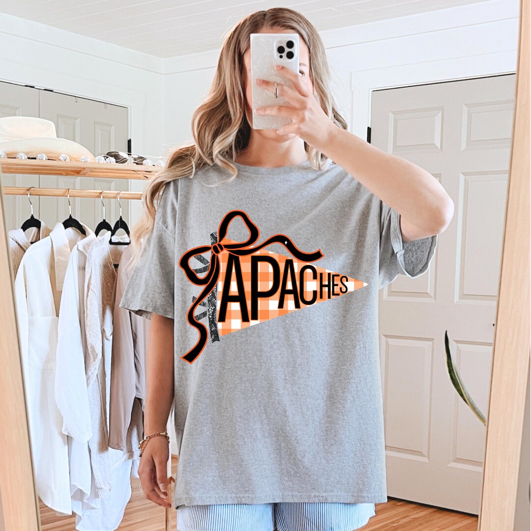 Apaches Pennant PNG | Orange Gingham & Lace School Spirit Design ...
