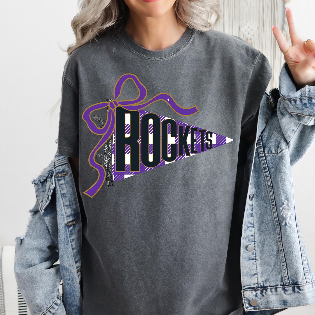 Rockets Pennant PNG | Purple and Gold Gingham & Lace School Spirit ...