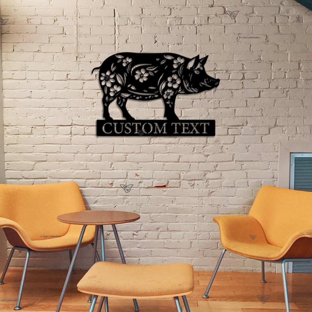 Personalized Pig Metal Wall Art, Custom Name Farmhouse Decor, Farm ...