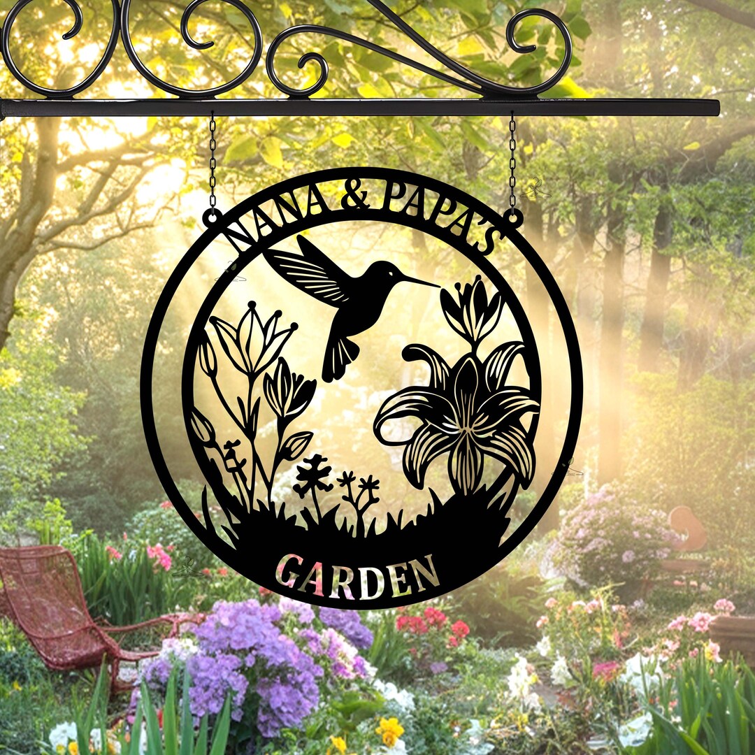 Custom Hummingbird Metal Garden Decor Hummingbird Garden Sign, Custom ...