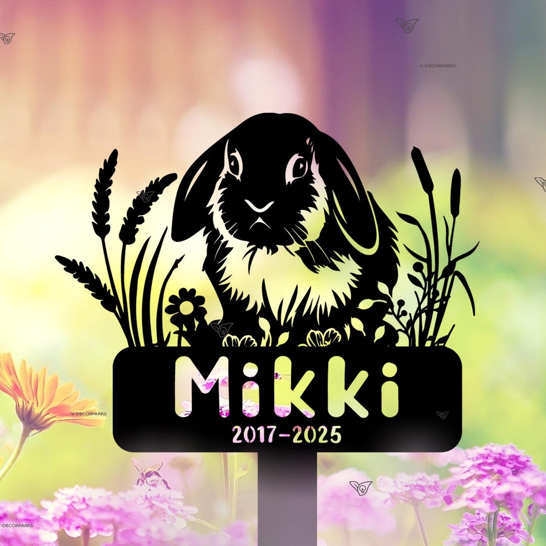 Personalized Lop Rabbit Grave Marker, Custom Rabbit Memorial Garden ...