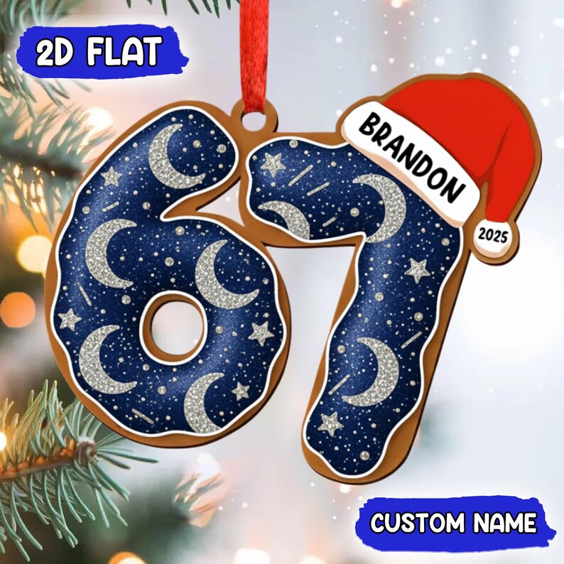 Cute Six Seven Meme Ornament, Personalized 67 Teen Slang Xmas Decor ...
