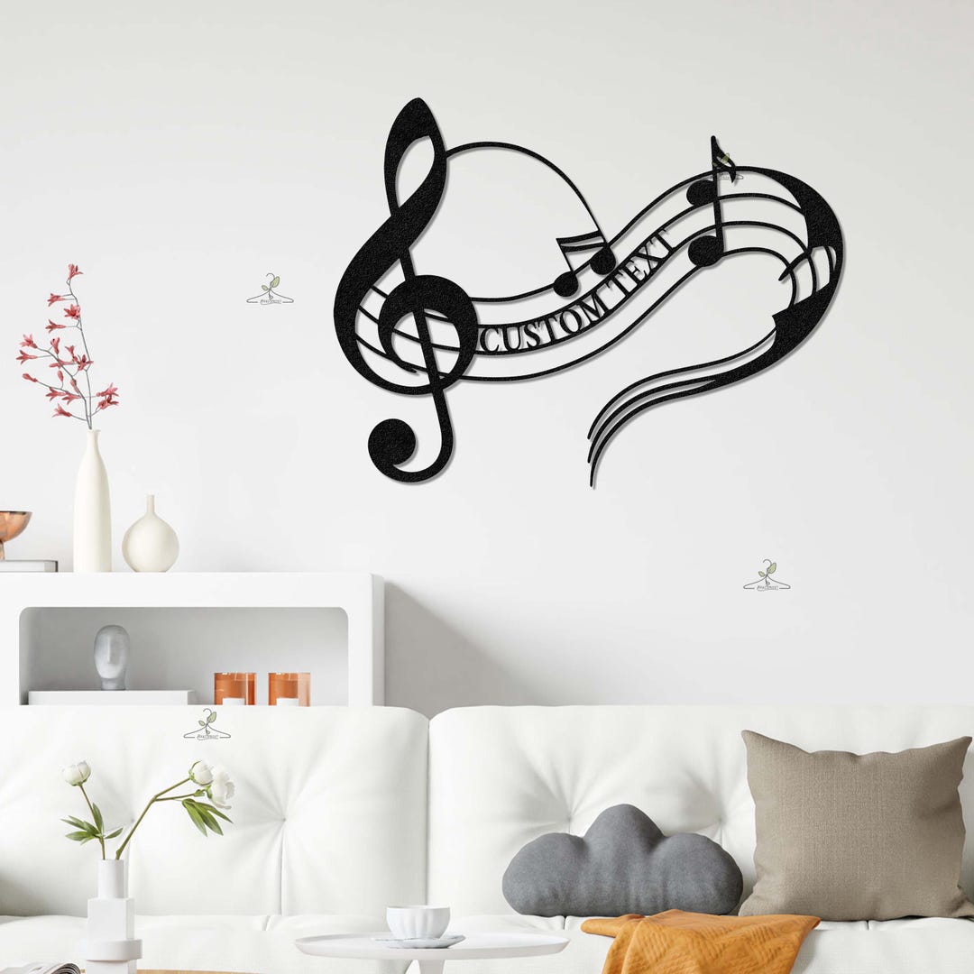 Custom Text Musical Note Metal Art, Personalized Music Wall Decor ...