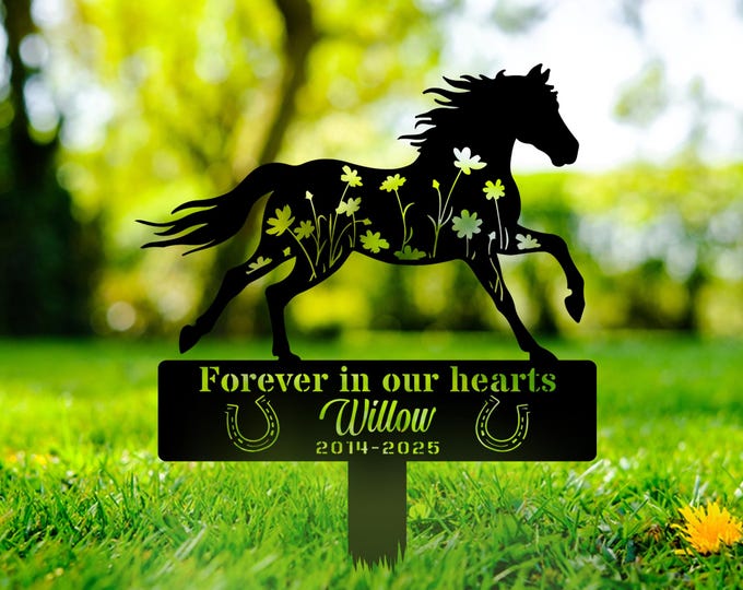 Custom Horse Memorial Sign, Horse Stake, Grave Markers, Horse Sign With ...