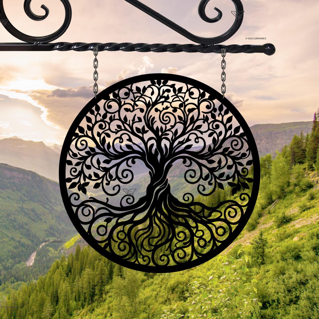 Metal Tree of Life Hanging Sign, Family Tree Art, Metal Hanging Art ...