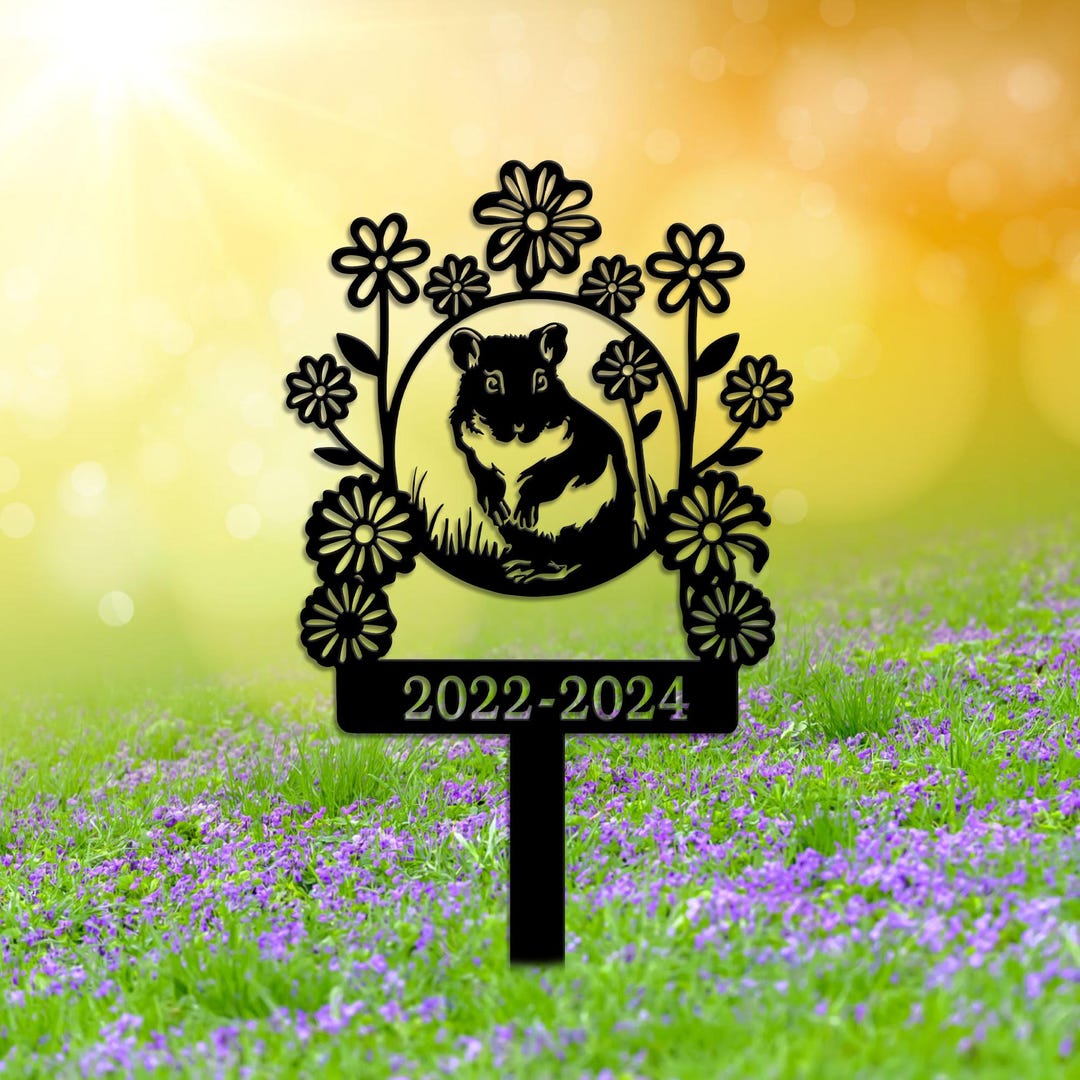 Personalized Hamster Grave Marker, Floral Pet Memorial Stake, Custom ...