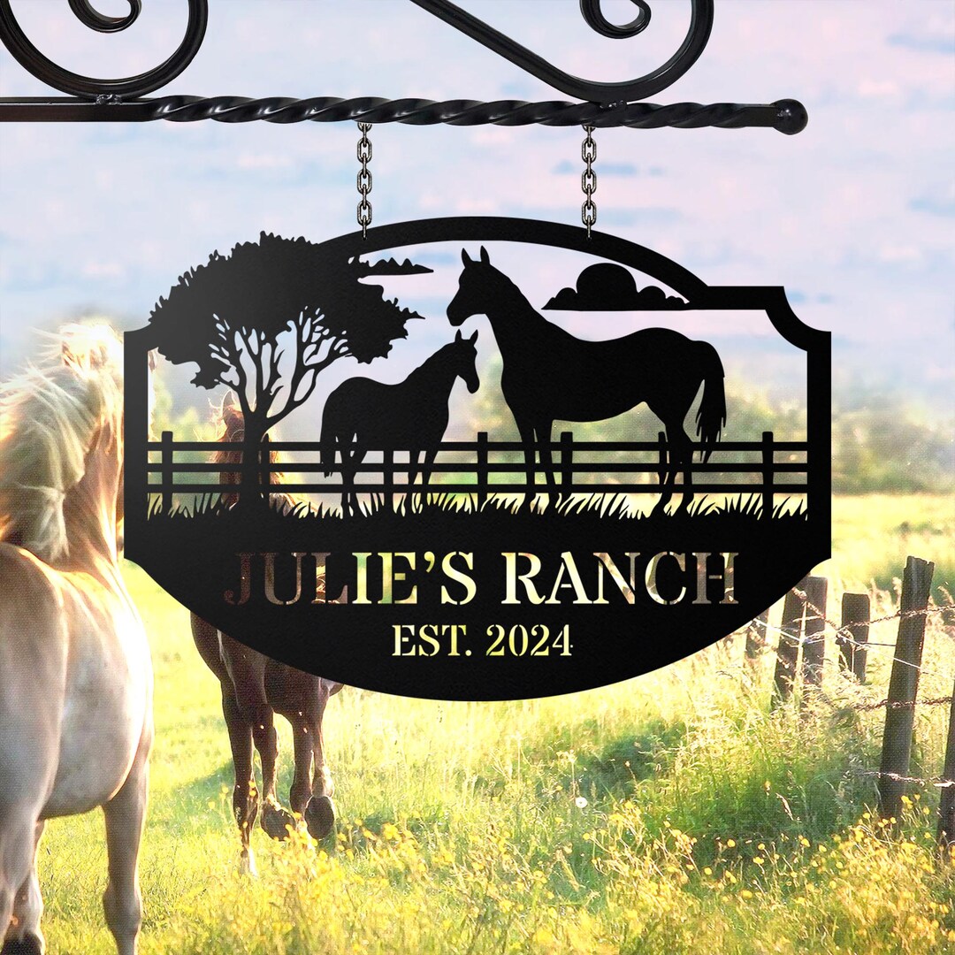 Custom Horses Metal Sign,personalized Horse Farm Name Sign,horse Riding ...