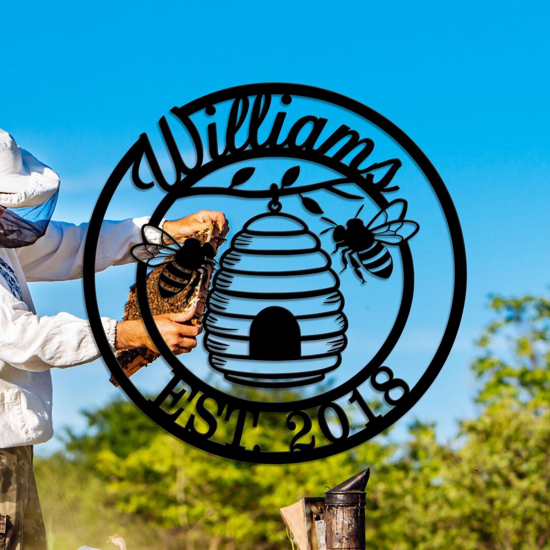 Custom Metal Bee Sign Wall, Personalized Honey Bee Sign,bee Hive Metal Sign,custom Garden Sign ...