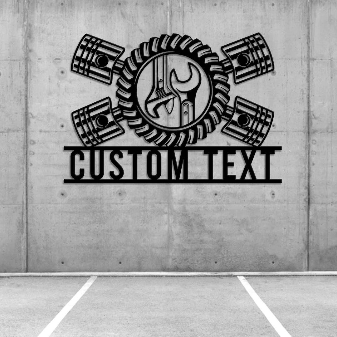 Custom Garage Metal Wall Art, Personalized Text Mechanic Decor,auto ...