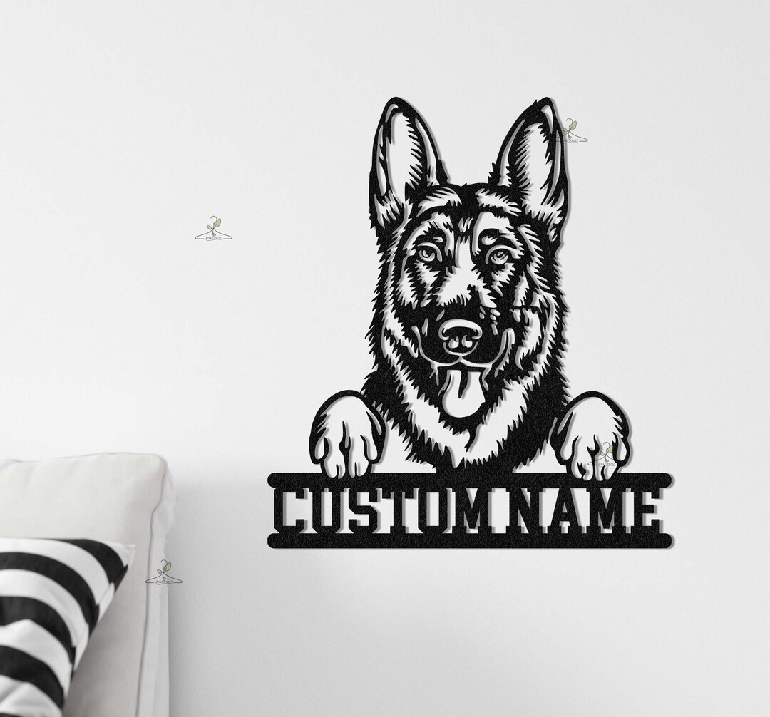 Custom Name German Shepherd Metal Sign Wall Art, Personalized Dog Sign ...