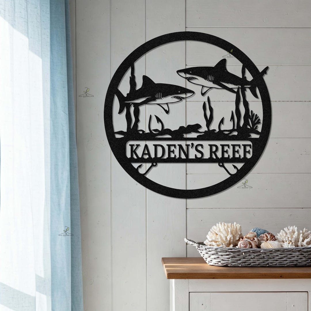 Personalized Shark Name Sign, Custom Shark Wall Art, Shark Lover Gift ...