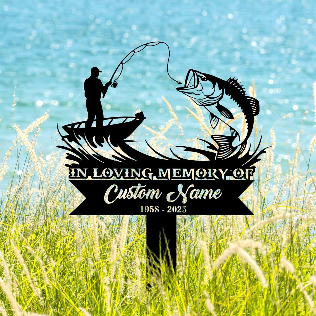 Personalized Bass Fishing Memorial Stake, in Loving Memory Fishing ...