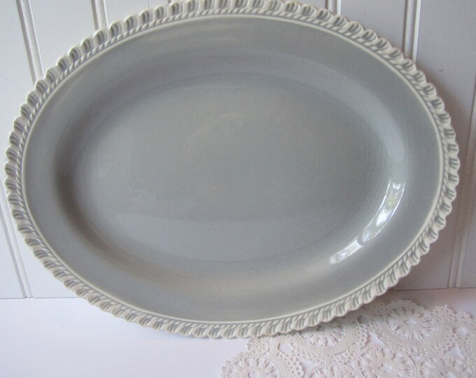 Vintage Harker Ware Chesterton Gray Blue White Oval Serving Platter - Etsy