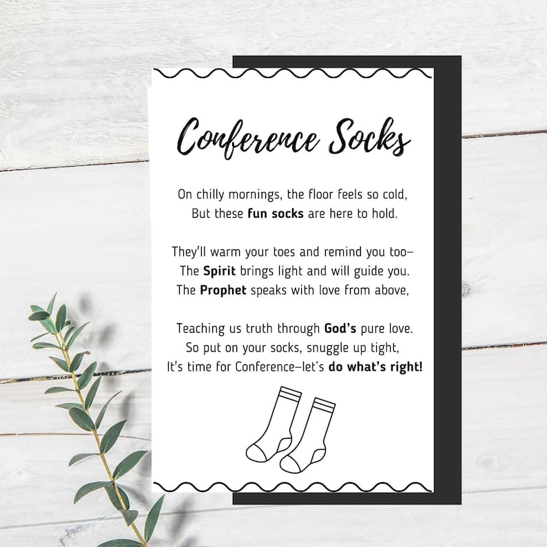 General Conference Socks Handout | April & October General Conference ...