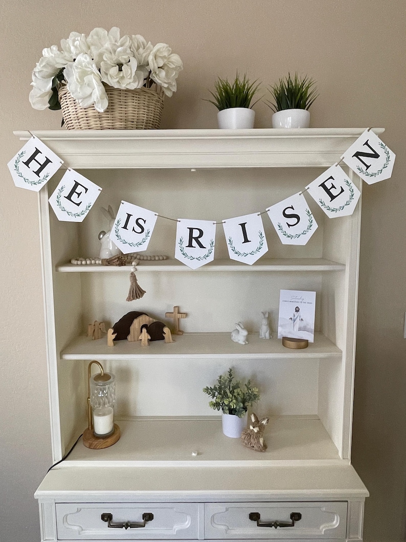 Easter He is Risen Printable Fireplace Mantel Banner | He is Risen ...