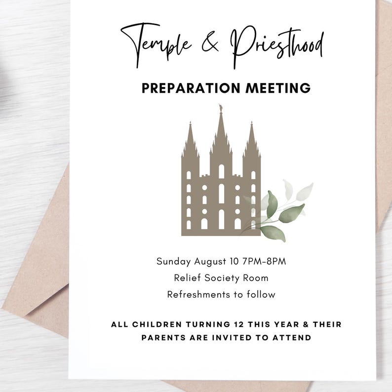 Editable Temple Prep Invitation: LDS Primary, Youth Flyer (digital ...