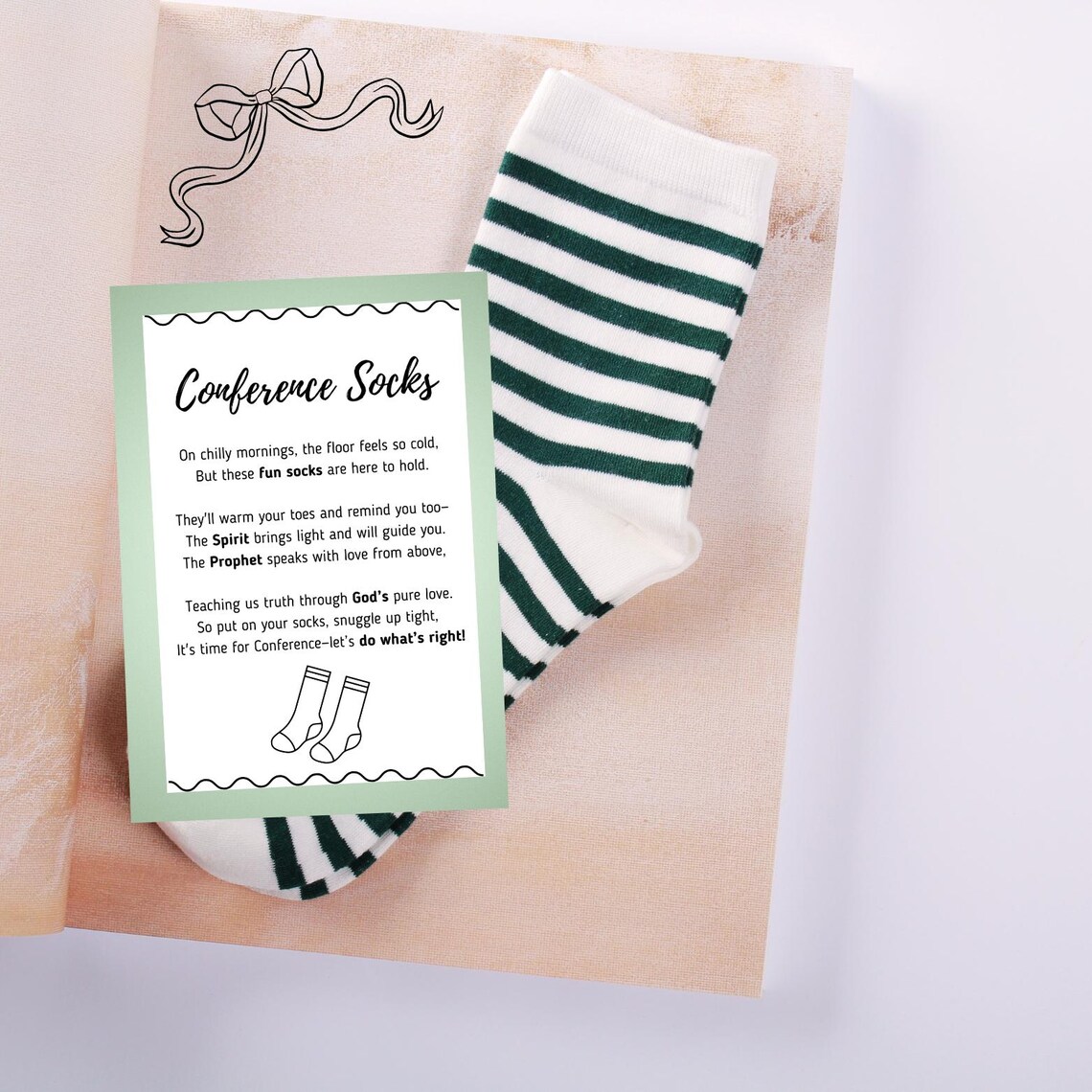 General Conference Socks Handout: Fun LDS Printable (canva Editable ...