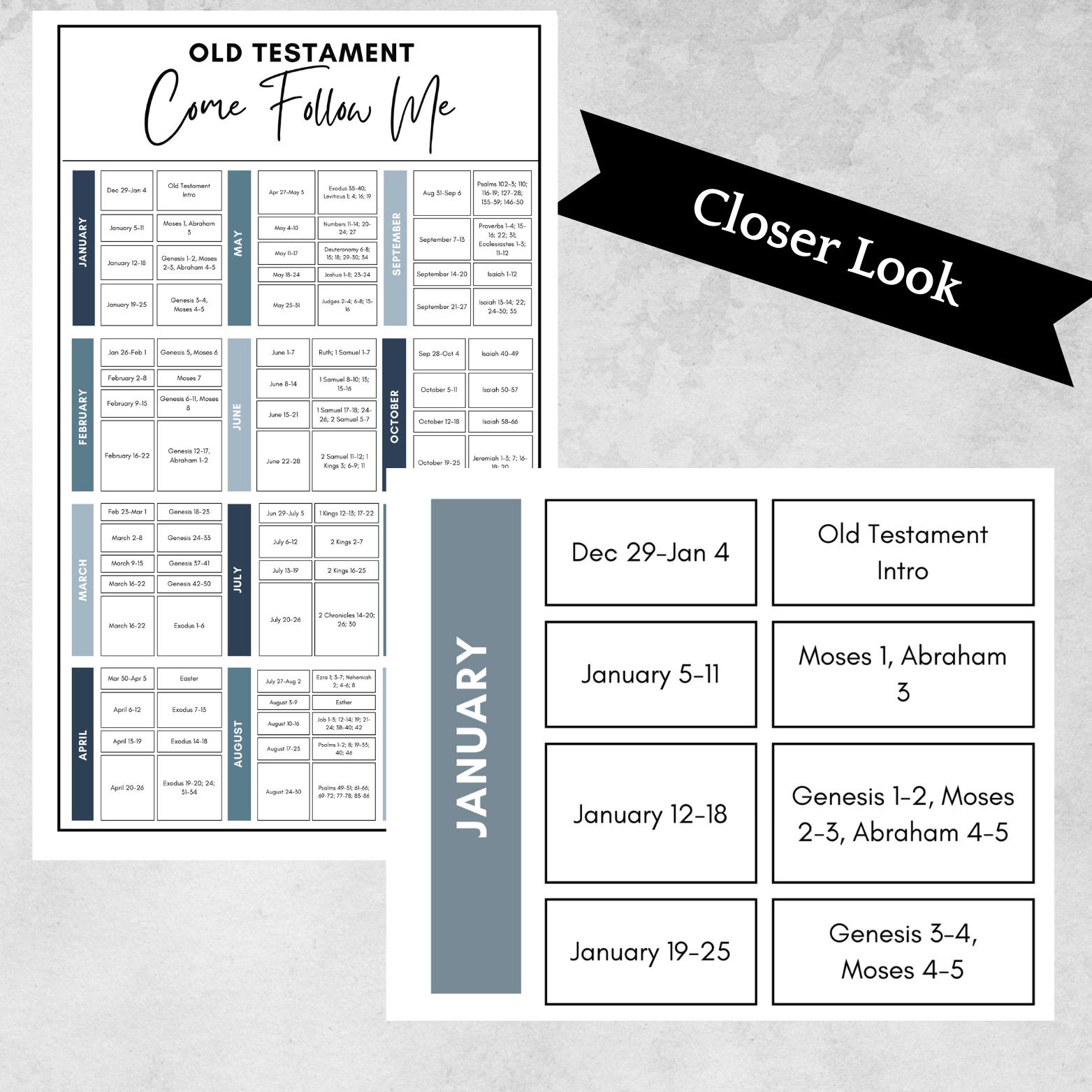 Come Follow Me 2026 Bundle: Old Testament Reading Chart & Bookmarks - Etsy