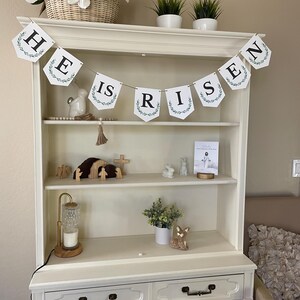 Easter He is Risen Printable Banner | He is Risen Decor | Palm Sunday ...
