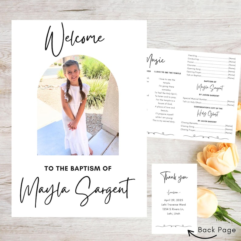Editable LDS Baptism Program Template: Minimalist Design (digital ...