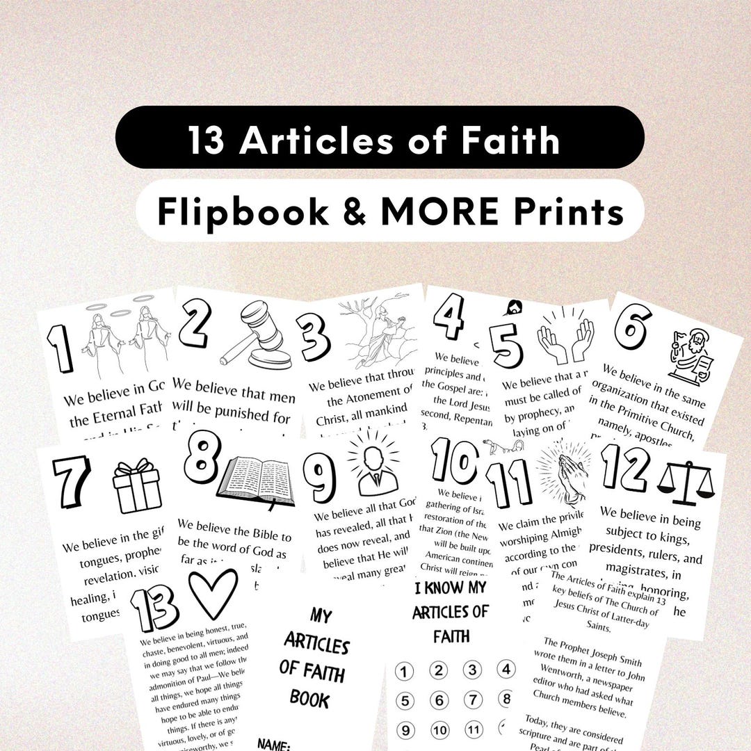 13 Articles of Faith Printable: LDS Primary Lesson Visual Aid (digital ...