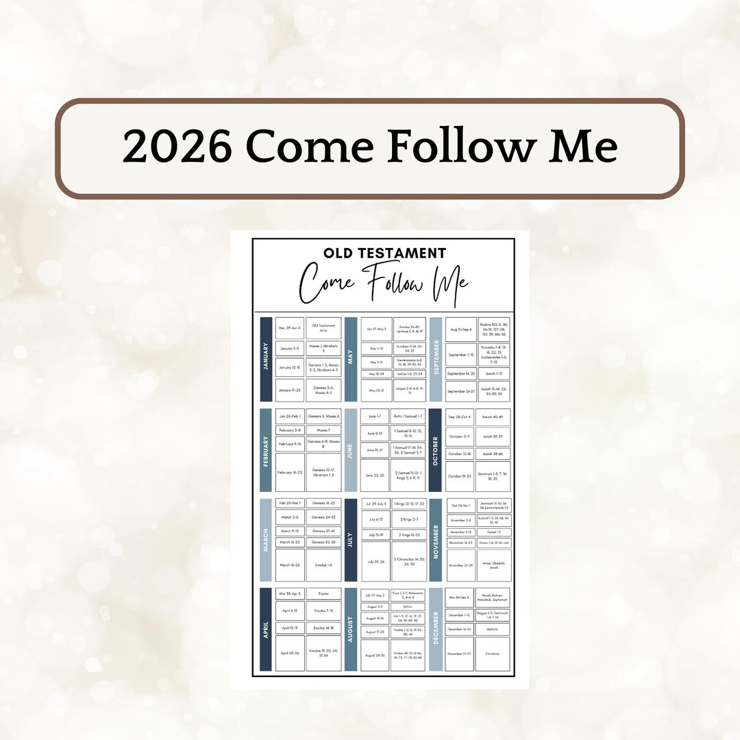 Old Testament Reading Chart Bookmark: Come Follow Me 2026 (PDF Download ...