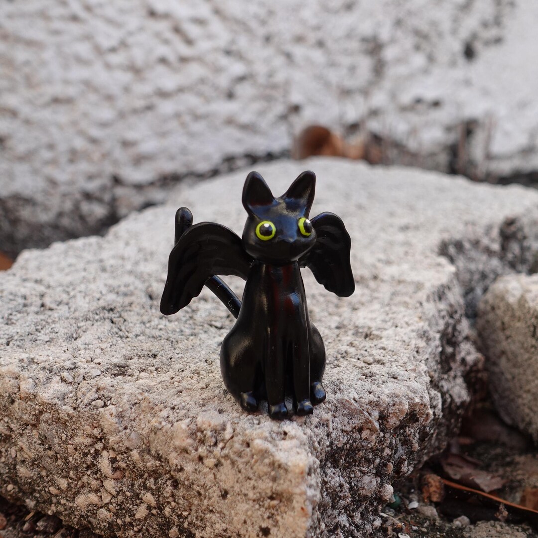 Black Angel Cat Figurine - Custom Hand-painted - Etsy
