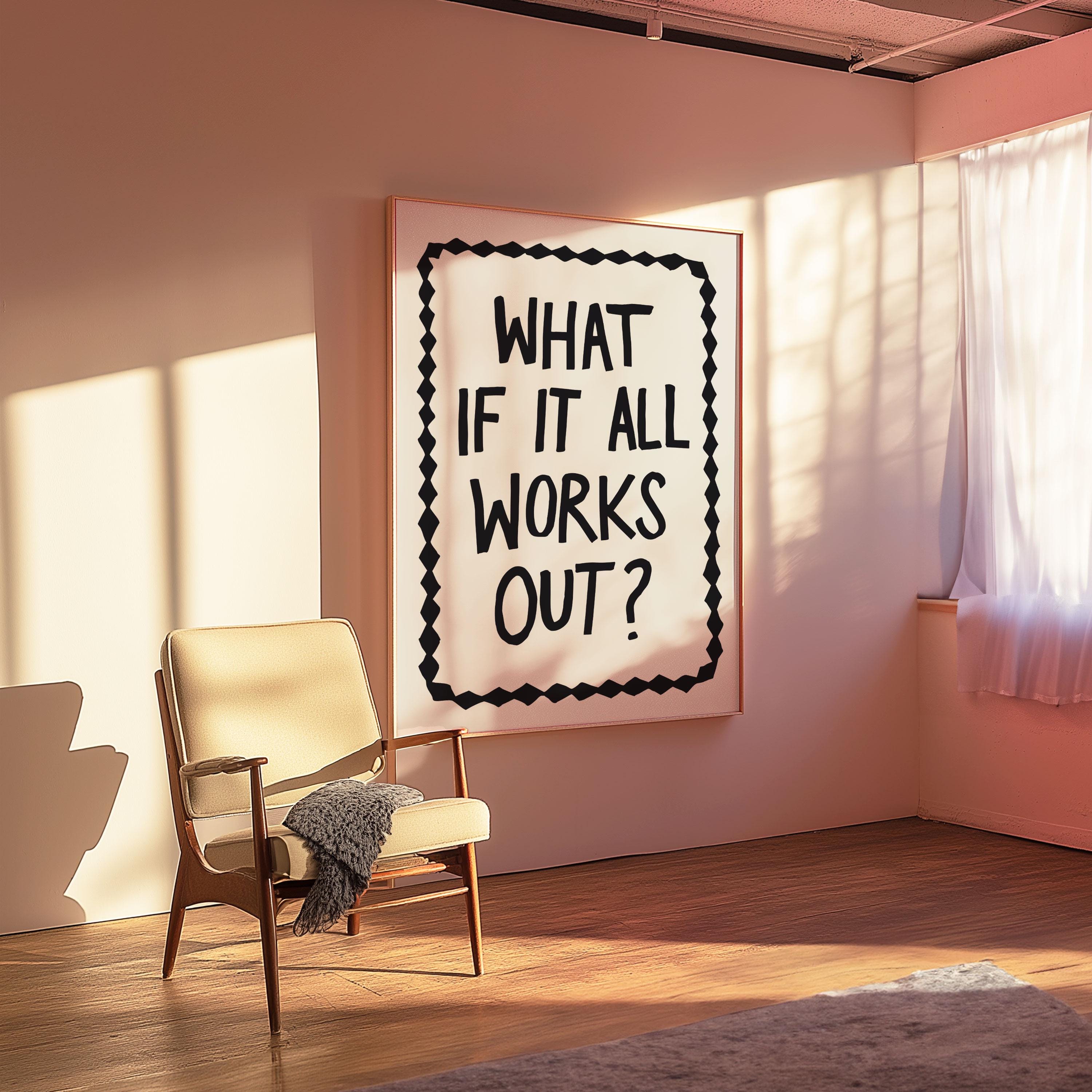 What If It All Works Out Print Motivational Quote Wall Art Minimalist ...