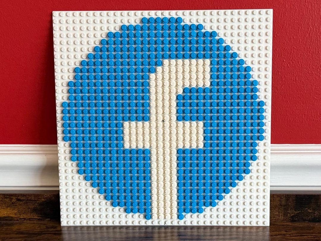 Facebook Logo Pixel Art | Brick Mosaic Wall Decor | 32x32 Lego ...