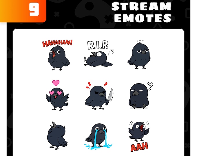 ANIMATED Raven & Crow Emote Pack 2 | Blackbird Emotes for Twitch ...