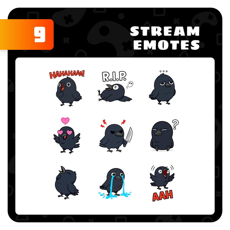 Raven Emotes / Stream Emote – Raven / Crow Set for Twitch, Youtube ...