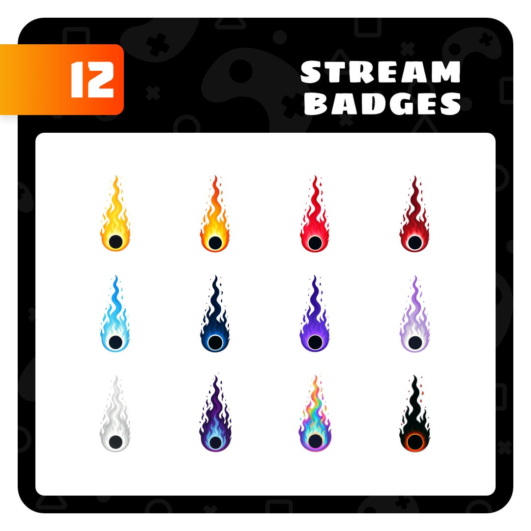 Fire Twitch Sub Badges / Fireball Bit Badges – Soul Flame Stream Badge ...