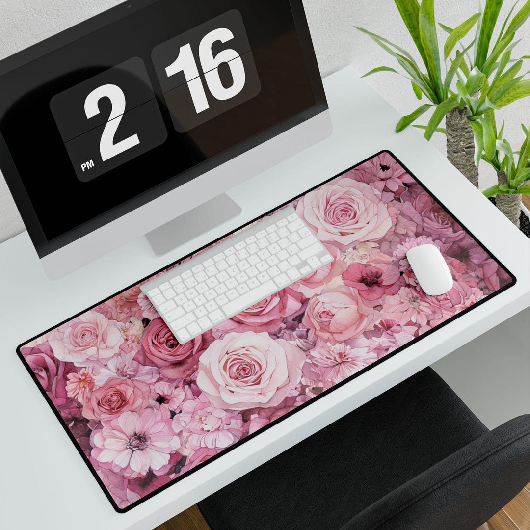 Floral Desk Mat - Roses and Flowers Mouse Pad for Home Office, Rose ...