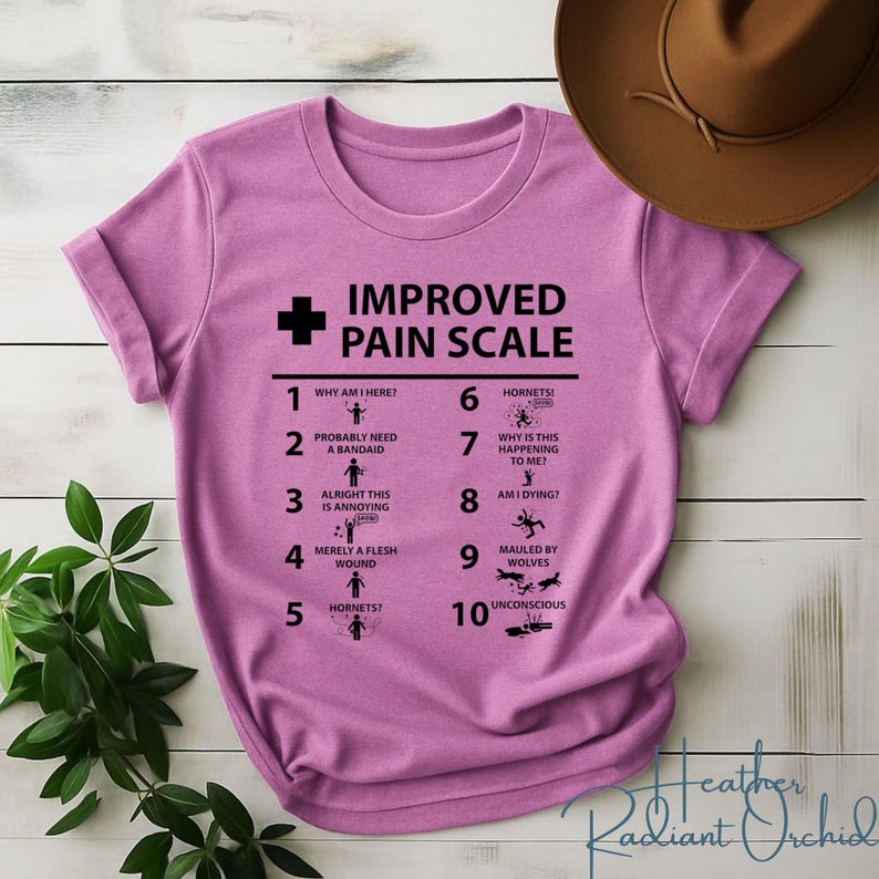 Funny Updated Pain Scale Unisex Softstyle T-shirt for Healthcare, Funny ...